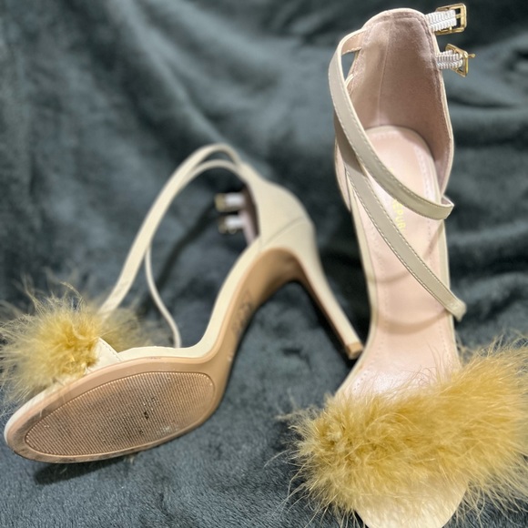 Shoes | Tan Furry Heel | Poshmark